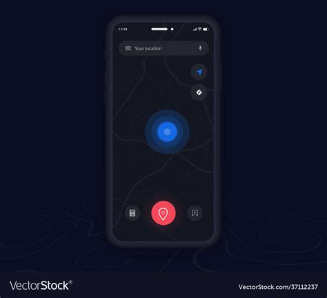 Map Gps Navigation Dark Mode Ux Ui Concept Vector Image