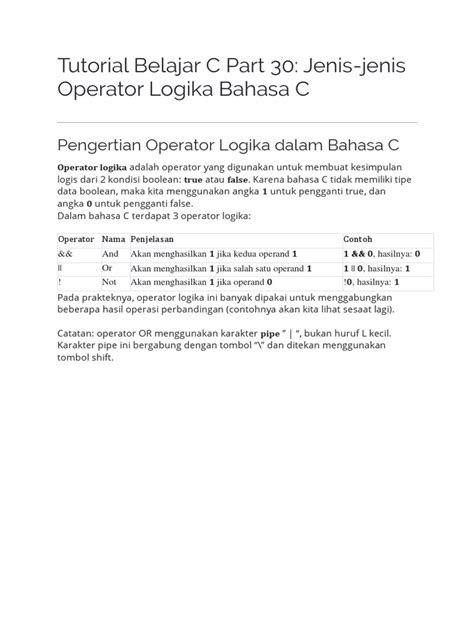 35 Kode Program Dengan Operasi Logika Pdf