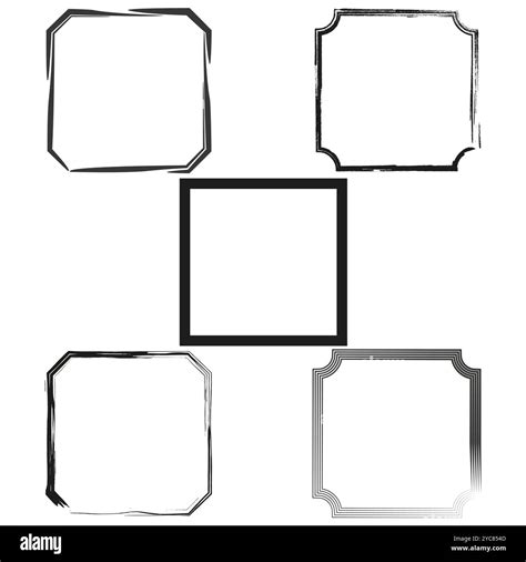 Square Frames Collection Black And White Vector Different Frame Styles Simple Geometric