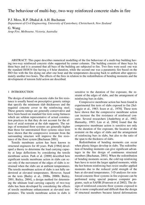 Pdf The Behavior Of Multi Bay Two Way Reinforced Concrete Slabs In Fire