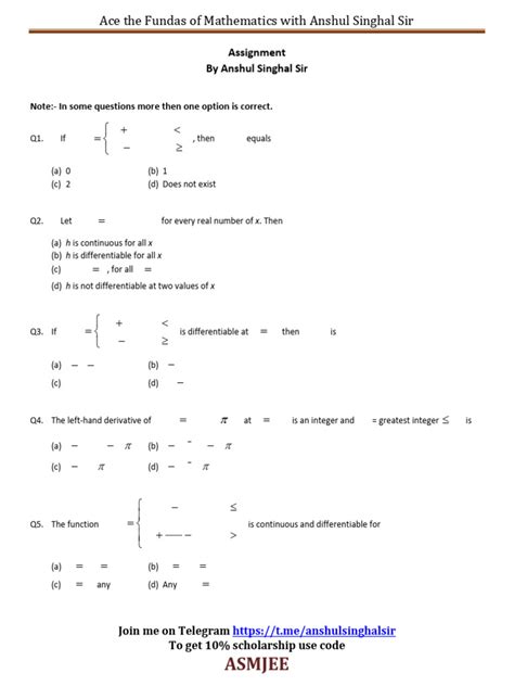 Excel Differentiability Assignment 1 Pdf Mathematics Mathematical Analysis