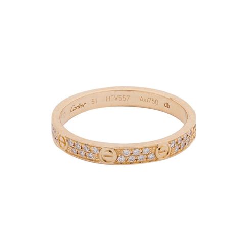 Cartier 18k Yellow Gold Pave Diamond Love Ring Small Model Olivers