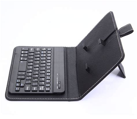 Portable Wireless Bluetooth Keyboard With Faux Leather Case Black