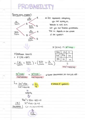 Gcse Mathematics Probability Notes Teaching Resources