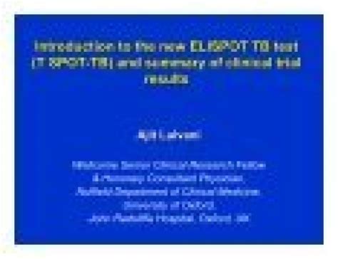 Introduction To The New Elispot Tb Test T Spot Tb And Summary