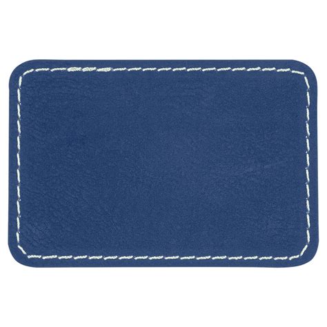 Set Of 10 Blank Blue Laserable Leatherette Rectangle Patch With