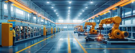 Modern Industrial Factory With Automated Robotic Arms And Advanced
