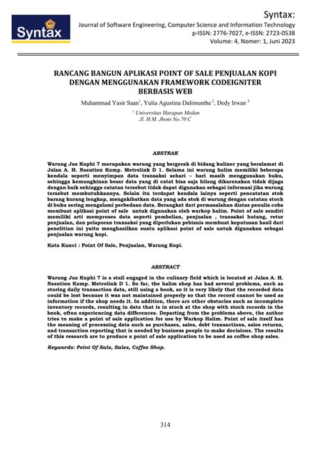 Pdf Rancang Bangun Aplikasi Point Of Sale Penjualan Kopi Dengan Menggunakan Framework