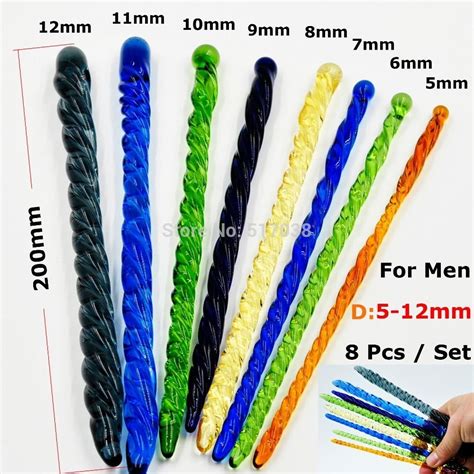W Pyrex Glass Spiral Male Penis Urethral Dilator Stretching Plug Set Catheter Sound