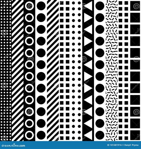Decorative Geometric Shapes Tiling Monochrome Irregular Pattern Abstract Black And White