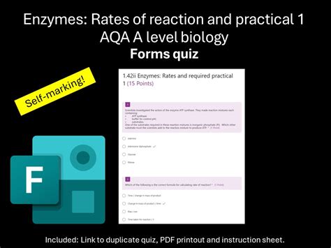 Forms Quiz Enzyme Practicals And Rates Of Reaction Teaching Resources