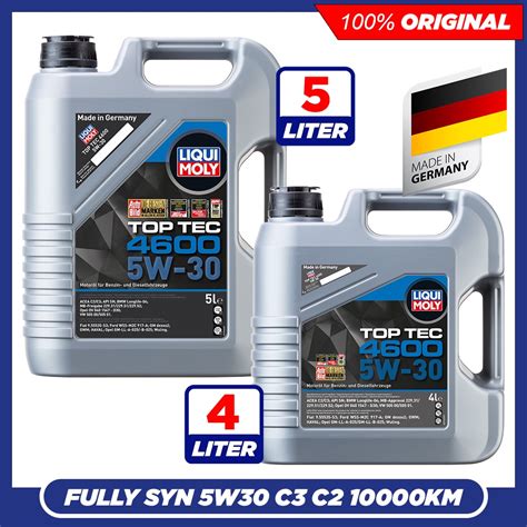 LIQUI MOLY TOP TEC 4600 5W30 SN C3 C2 Dexos2 Fully Synthetic Engine Oil ...