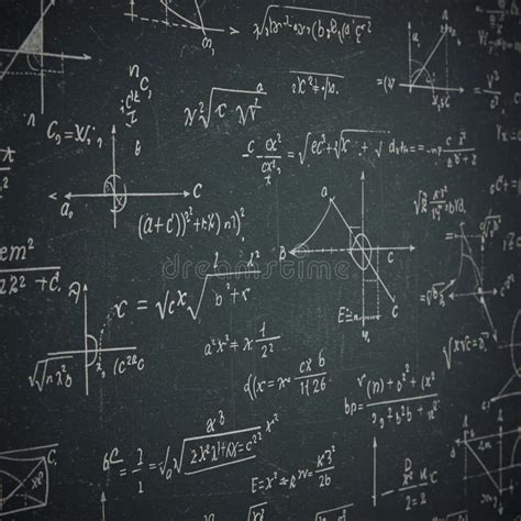 Chalkboard Filled With Mathematical Equations And Graphs Complex Algebraic Stock Illustration