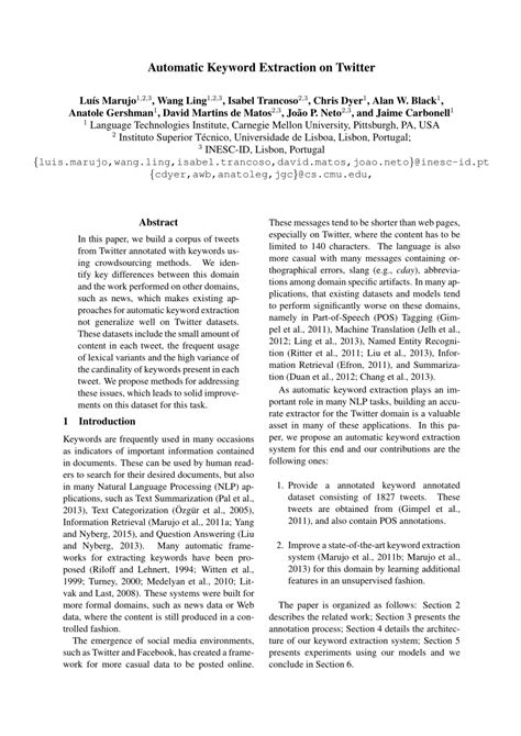 Pdf Automatic Keyword Extraction On Twitter