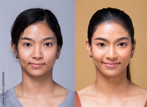 Asian Woman Before Applying Make Up Hair Style No Retouch Fresh Face