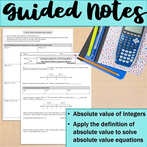 Solving Absolute Value Equations Guided Notes And Practice Worksheet
