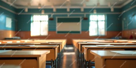 Premium Photo Empty School Classroom With Blurred Background No
