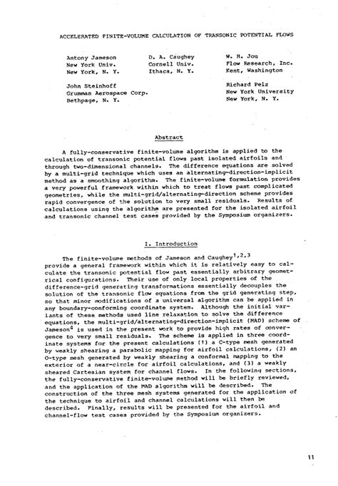 Pdf Accelerated Finite Volume Calculation Of Transonic Potential Flows