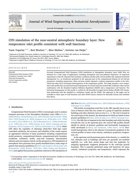 Pdf Cfd Simulation Of The Near Neutral Atmospheric Boundary Layer New Temperature Inlet