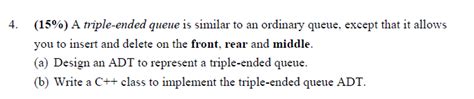 Solved A Triple Ended Queue Is Similar To An Ordinary Queue