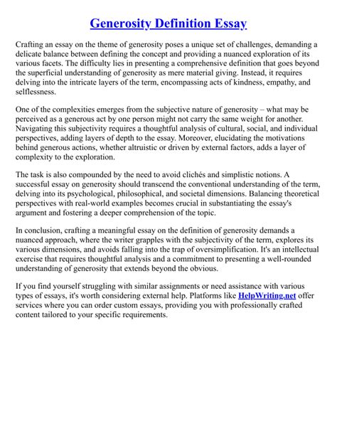 Generosity Definition Essay Exploring Nuance And Complexity