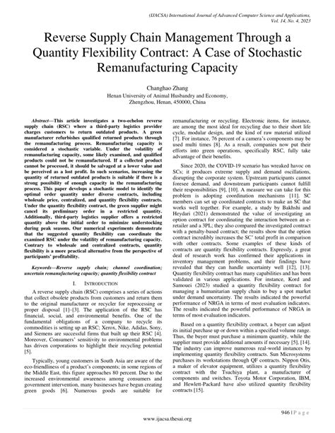 Pdf Reverse Supply Chain Management Through A Quantity Flexibility Contract A Case Of