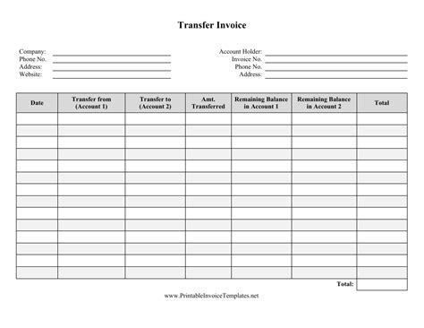 Transfer Invoice Template Fill Out Sign Online And Download Pdf