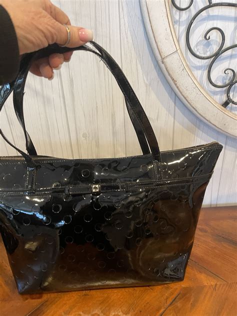 Kate Spade Camellia Black Patent Leather Purse Gem