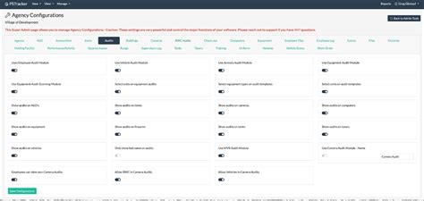 Manage Audit Module Configurations Pstracker