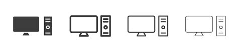 Desktop Computer Icons In Three Stroke Weights Stock Illustration