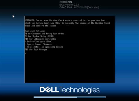 Poweredge Xc760 Aos Version Lower Than 656 Causes Cpu 0704 Machine