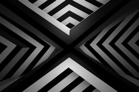 Premium Ai Image Optical Illusion Design In Monochrome Featuring Intersecting Lines