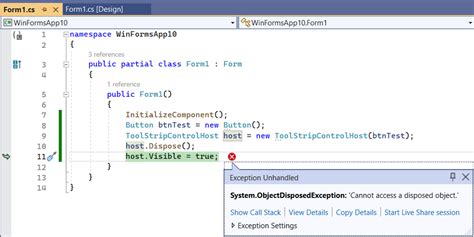 nullreferenceexception in toolstripcontrolhost · issue 2466 · dotnet winforms · github