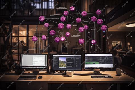 Cloud Computing Network Architecture Diagram On A Monitor Premium Ai