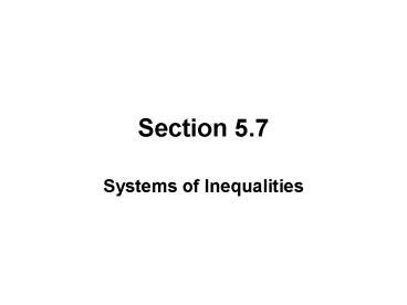 Systems Of Inequalities Presentation Free To View