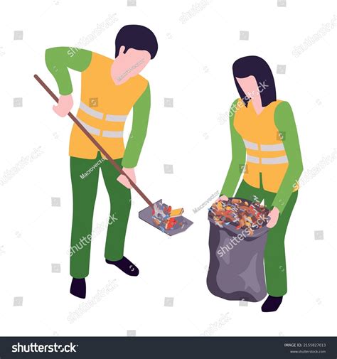 Isometric Garbage Recycling Composition Sorting Pressing Stock Vector Royalty Free 2155827013