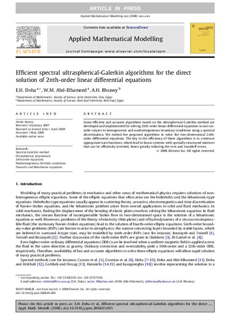 Pdf Efficient Spectral Ultraspherical Galerkin Algorithms For The