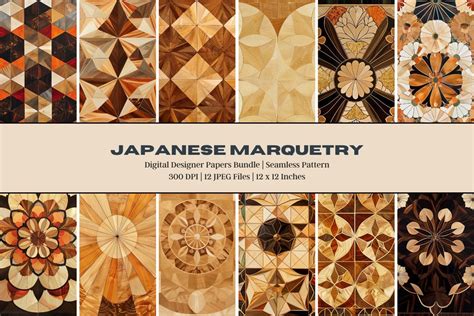 12 Japanese Marquetry Digital Paper Wooden Secret Box Designs Yosegi