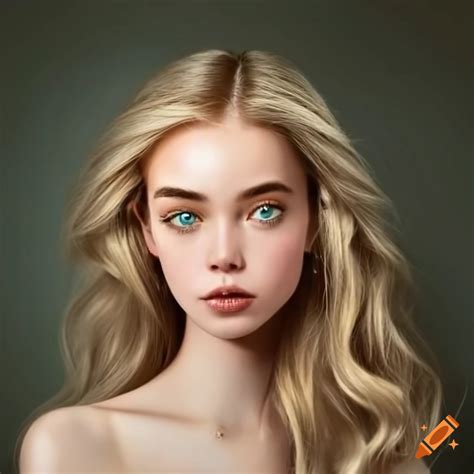 Portrait Of A Young Woman With Wavy Blonde Hair And Striking Green Eyes On Craiyon