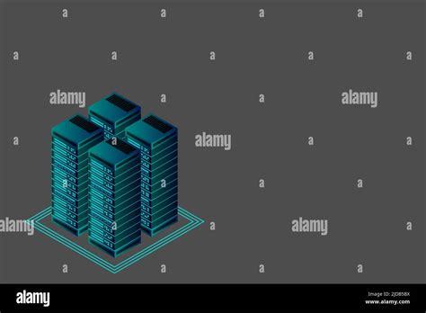 Server Room Isometric Vector Futuristic Technology Of Data Protection