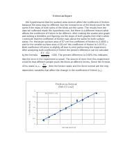 Friction Lab Report Docx Friction Lab Report We Hypothesized That The Surface Area Doesn T
