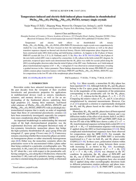Pdf Temperature Induced And Electric Field Induced Phase Transitions In Rhombohedral Pbin 12
