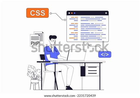 Development Programming Concept People Scene Flat Stock Vector Royalty
