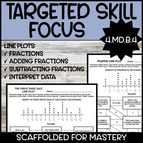4th Grade Fractional Line Plots Math Maze Worksheets Spiral Review