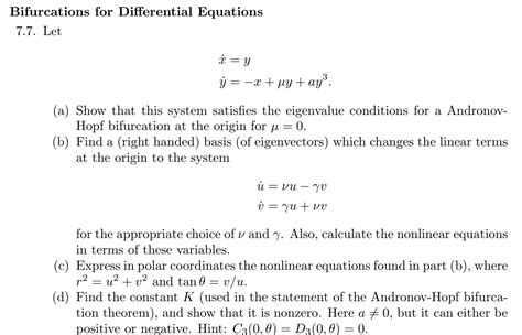 Solved Bifurcations For Differential Equations 77 Let