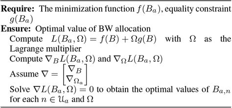 Algorithm 1 Lagrange Multiplier Method To Obtain The Optimal Bw Allocation Download