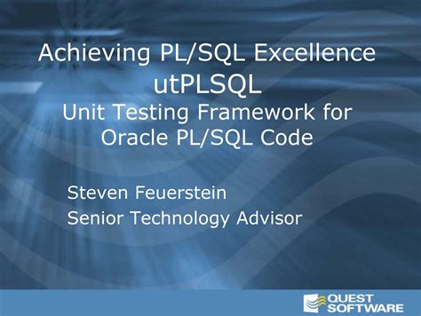 introduction to utplsql quest software