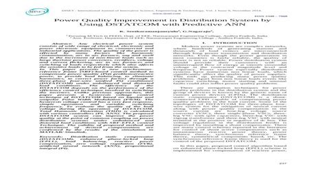Pdf Power Quality Improvement In Distribution System By Using V1s9ijisetv1i9
