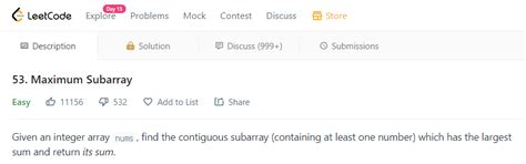 Leetcode Maximum Subarray Javascript