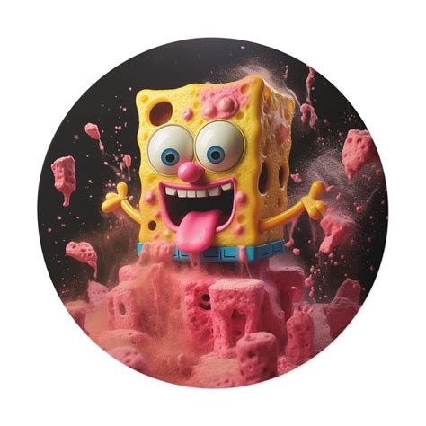 Hole In Head Spongebob Squarepants Round Vinyl Stickers Etsy